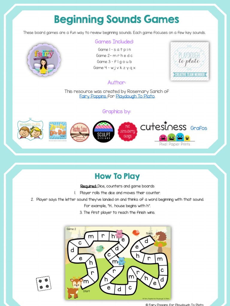 FREEBeginningSoundsBoardGames PDF | PDF | Gaming | Leisure Activities