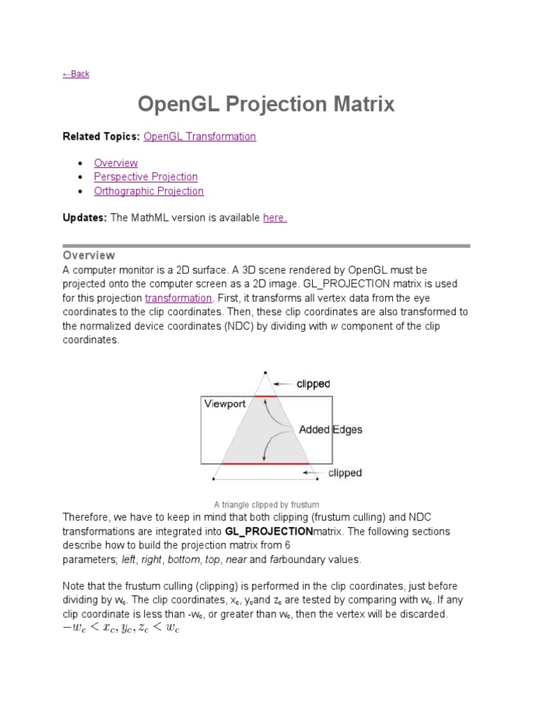 Perspective Matrix | PDF | Matrix (Mathematics) | Cartesian Coordinate ...