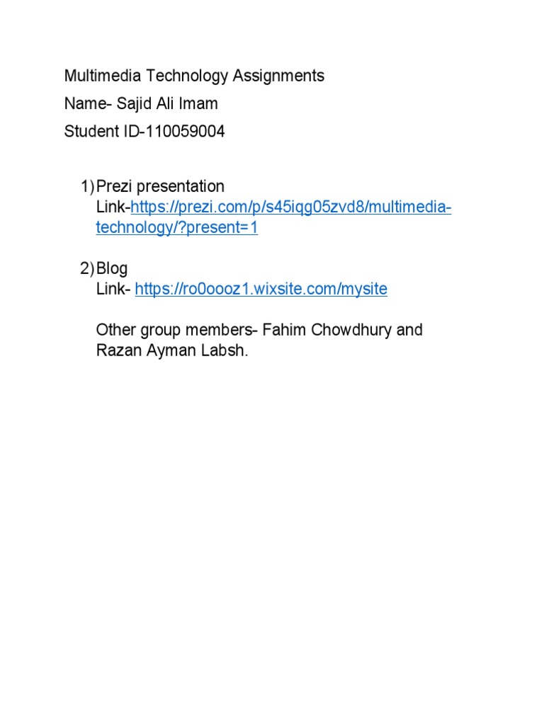 Multimedia Technology Assignments Overview | PDF | Art | Computers