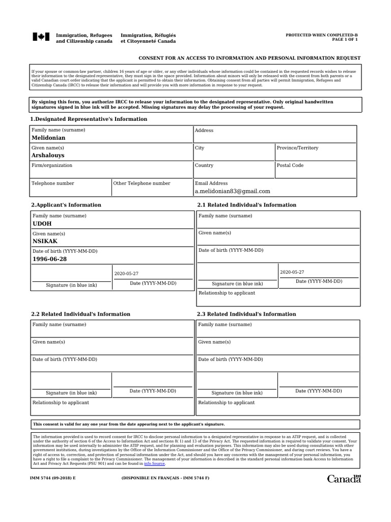 Consent Form for Access to Information and Personal Information Request ...