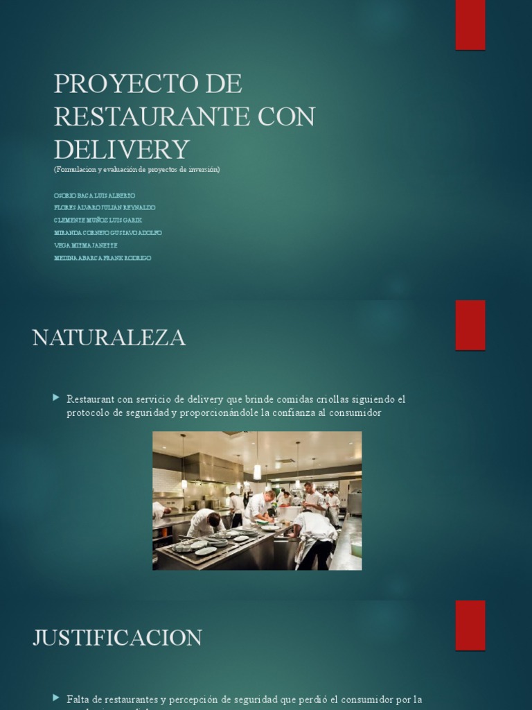 PROYECTO DE RESTAURANTE CON DELIVERY Formulacion | PDF