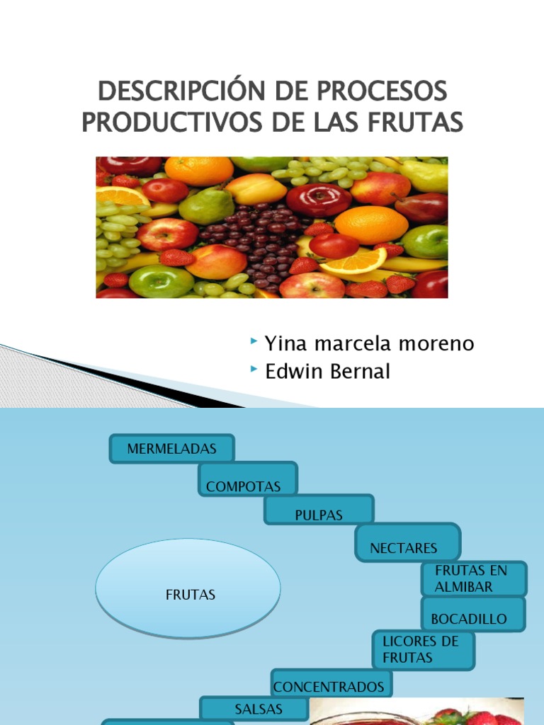 Descripción de Procesos Productivos de Las Frutas | PDF | Agua | Química