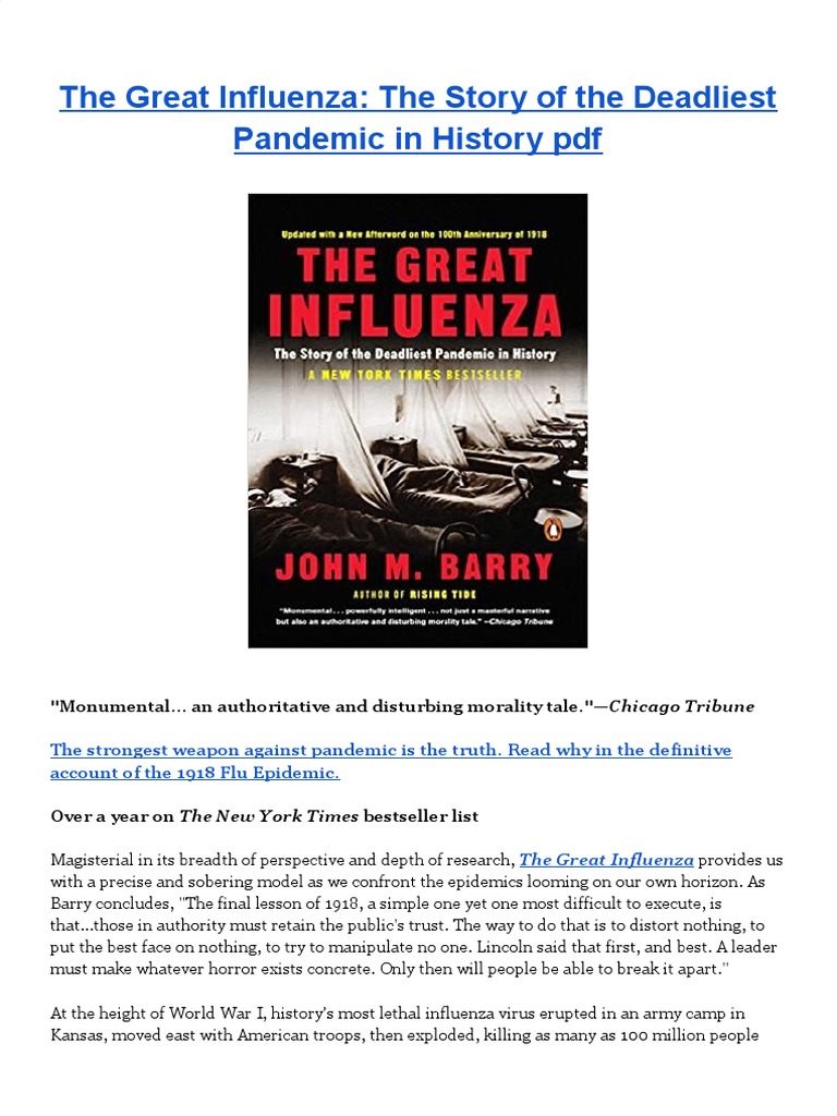 The Great Influenza: The Story of The Deadliest Pandemic in History PDF ...