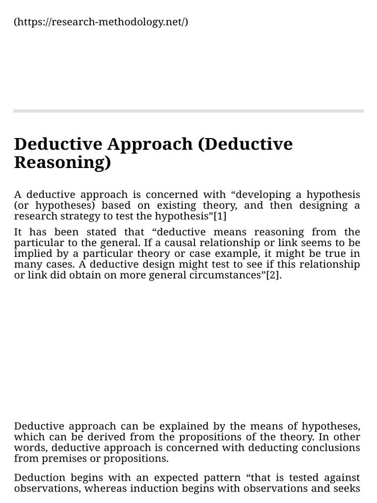 Deductive Approach (Deductive Reasoning) - Research-Methodology | PDF ...