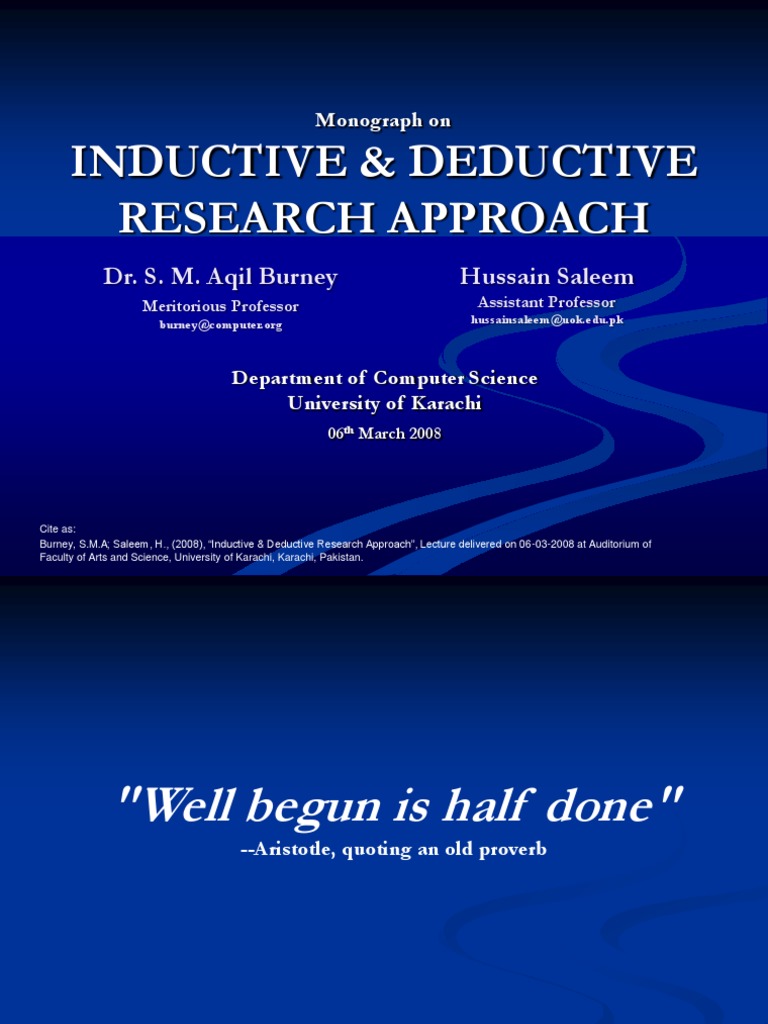 Inductive & Deductive Research Approach: Dr. S. M. Aqil Burney Hussain ...