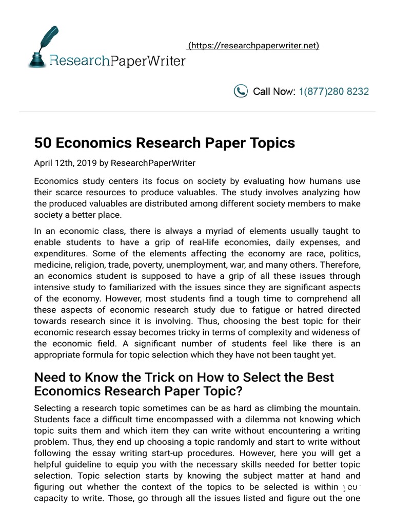 Awesome Economics Research Paper Topics 2020 | PDF | Economics ...