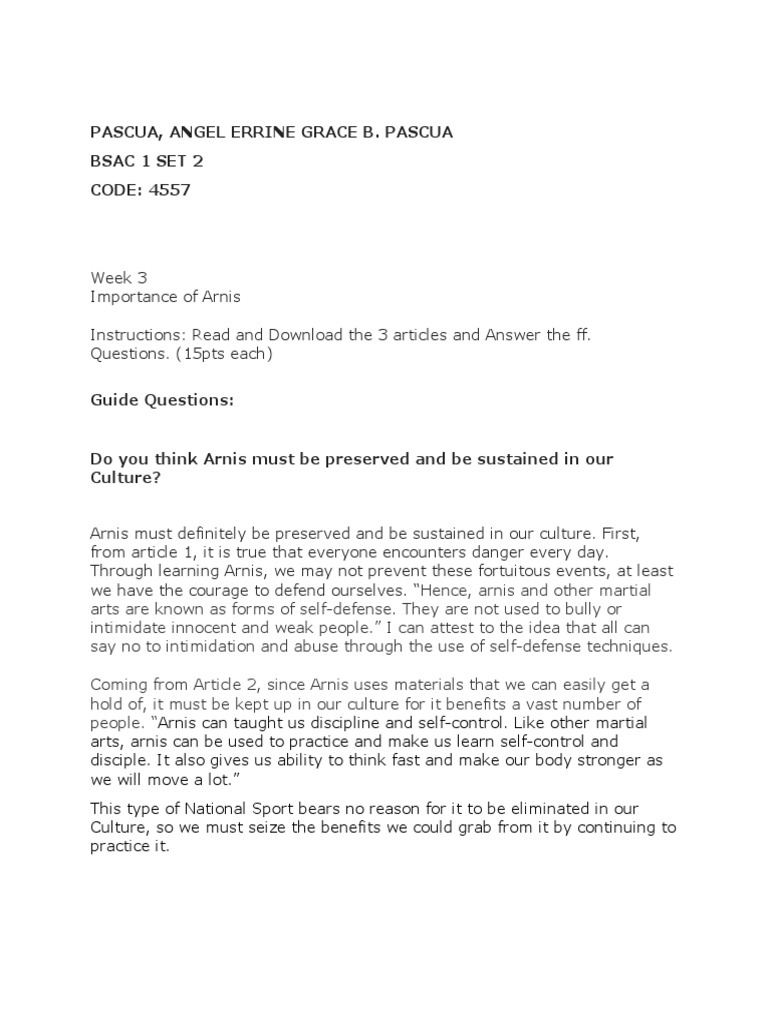 PASCUA, Angel Errine (Arnis) | PDF