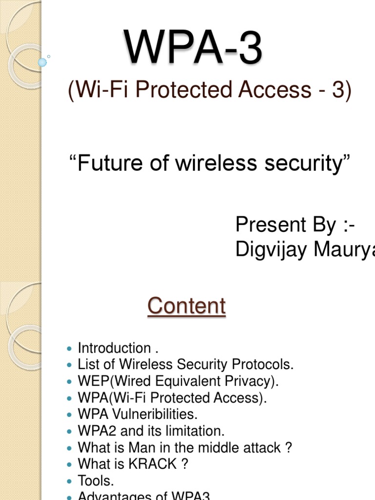 (Wi-Fi Protected Access - 3) : "Future of Wireless Security" | PDF | Wi ...