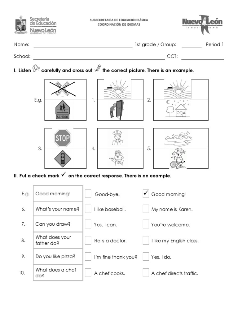 1st Grade Exam Guide Period 1 | PDF | Standardized Tests | Test ...