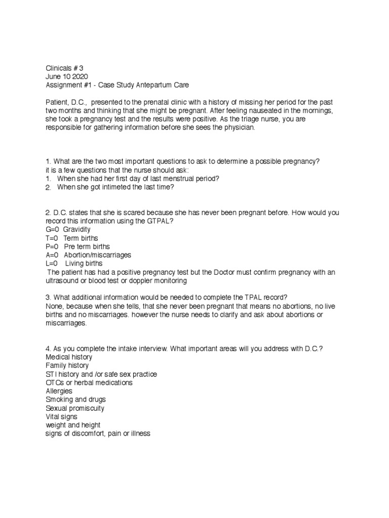 Antepartum Care Assignment | PDF | Miscarriage | Pregnancy