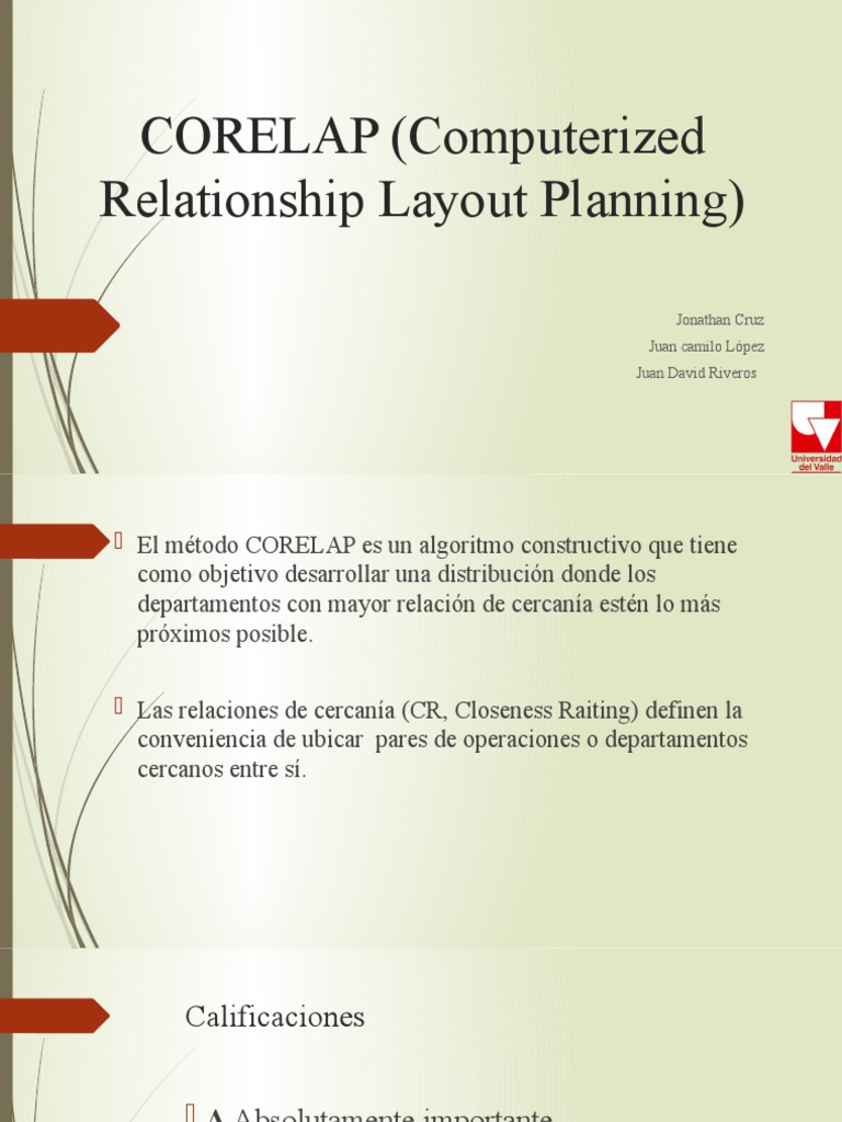 Presentación; Método CORELAP.pptx | PDF | Importar | Matemáticas Aplicadas