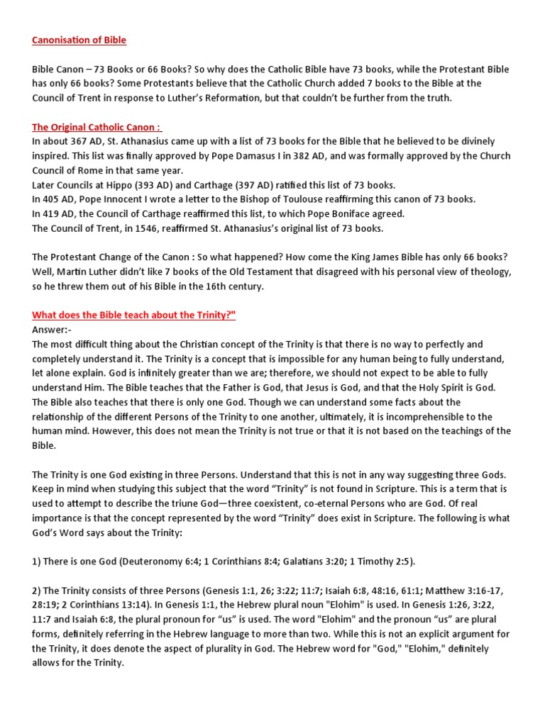 Canon of Bible | PDF | Trinity | God The Father