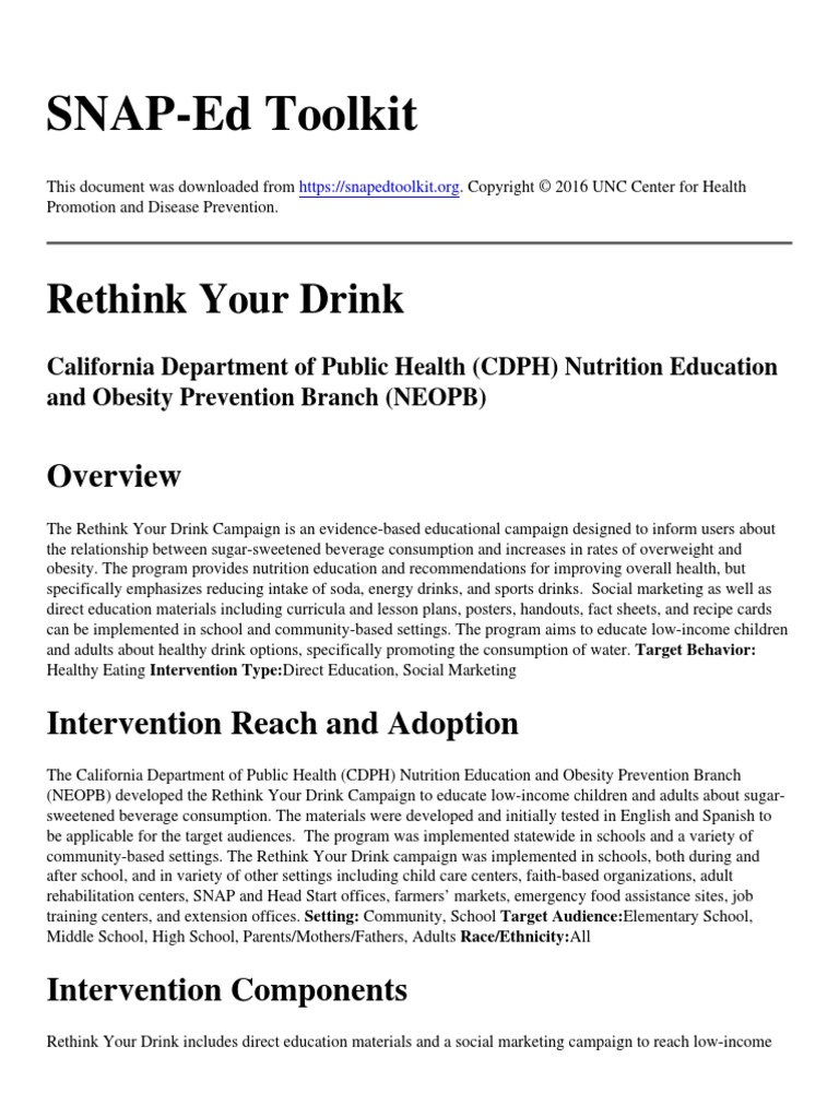 Rethink Your Drink PDF | PDF | Preventive Healthcare | Soft Drink