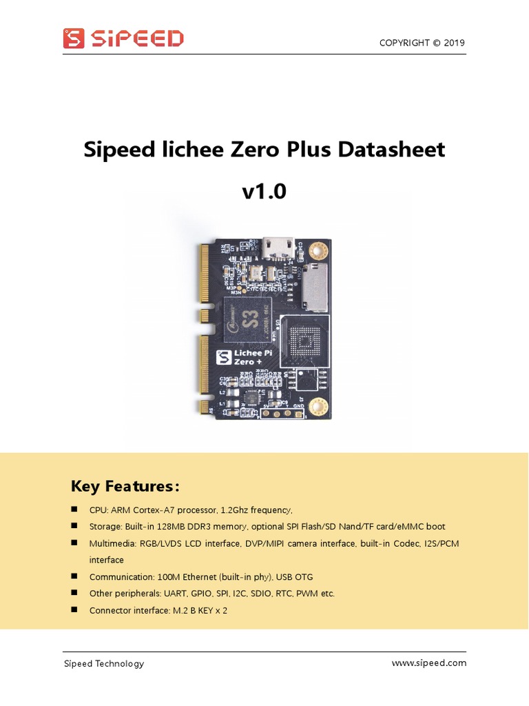 Sipeed Lichee Zero Plus Datasheet V1.0 PDF | PDF | Flash Memory ...