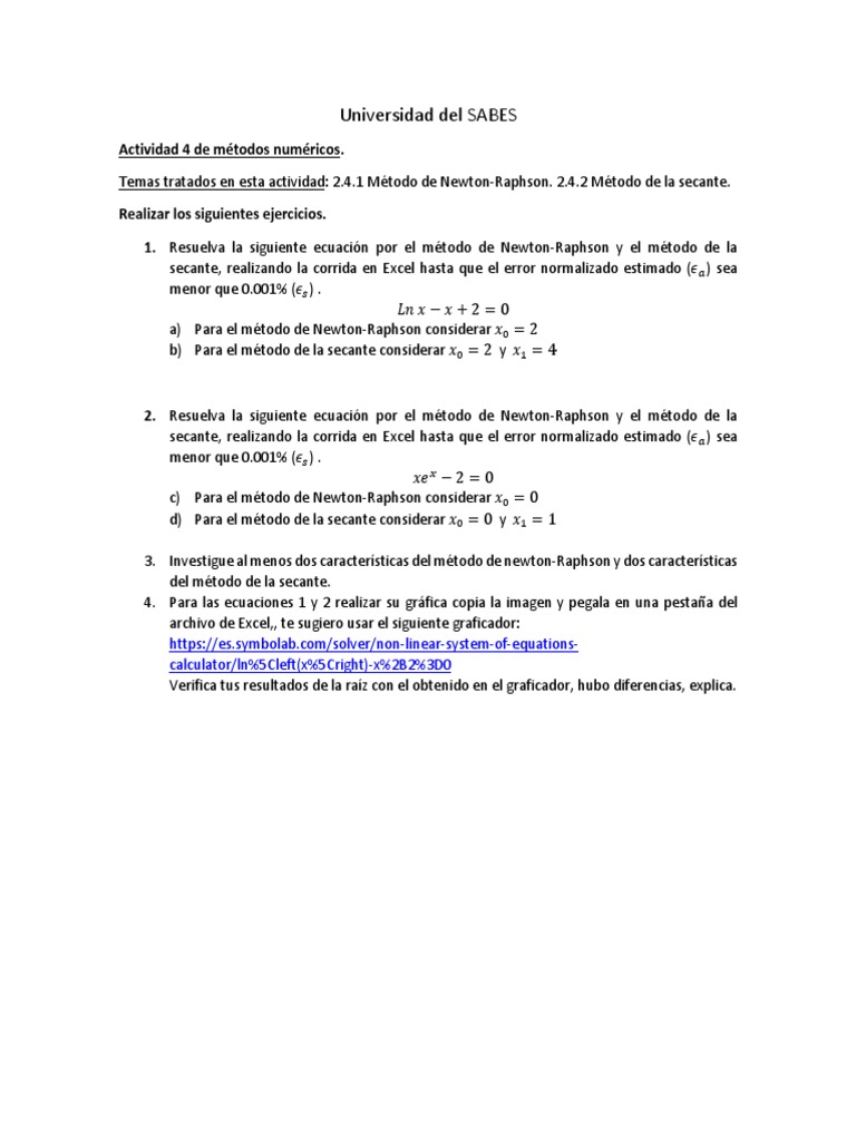 Método de la Secante en Excel | PDF | Métodos y materiales de enseñanza
