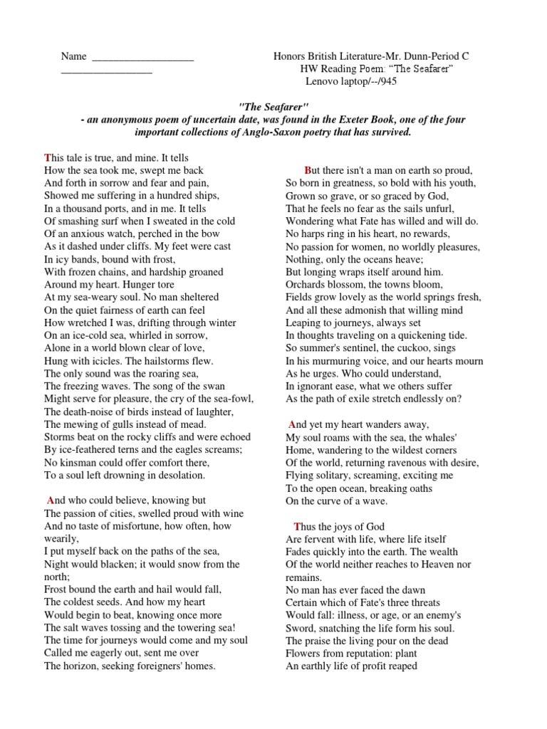 The Seafarer in 2 Cols PDF | PDF | Heaven