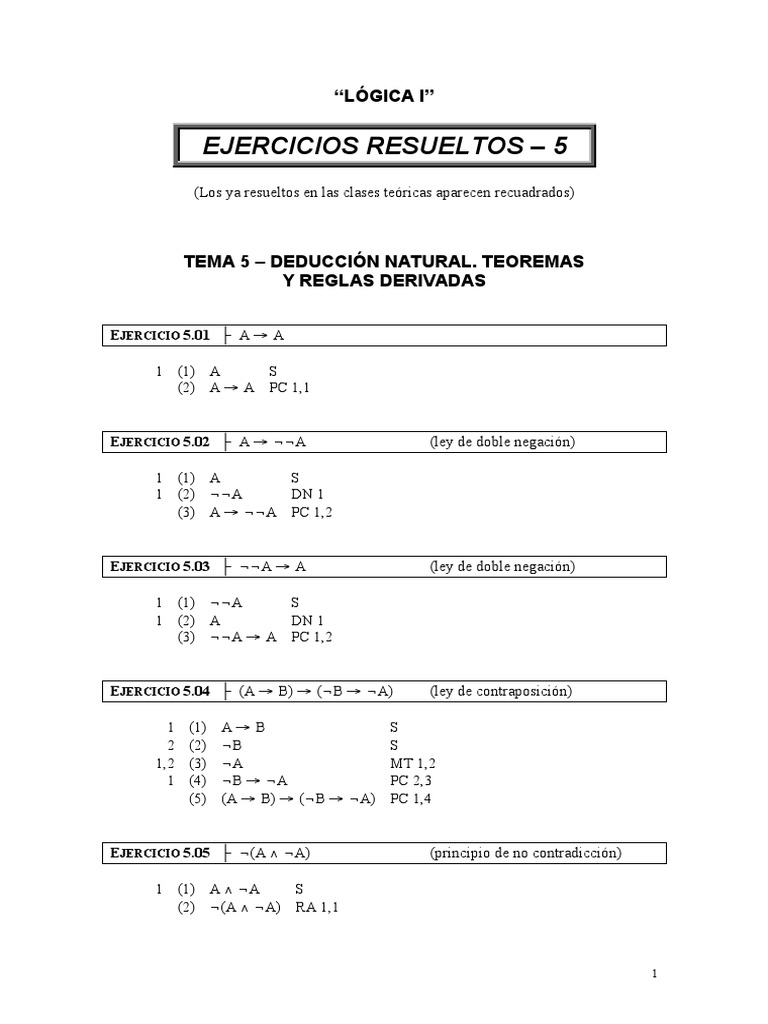 Logica1 Ejercicios Resueltos5 PDF | PDF | Sintaxis (Lógica) | Notación ...