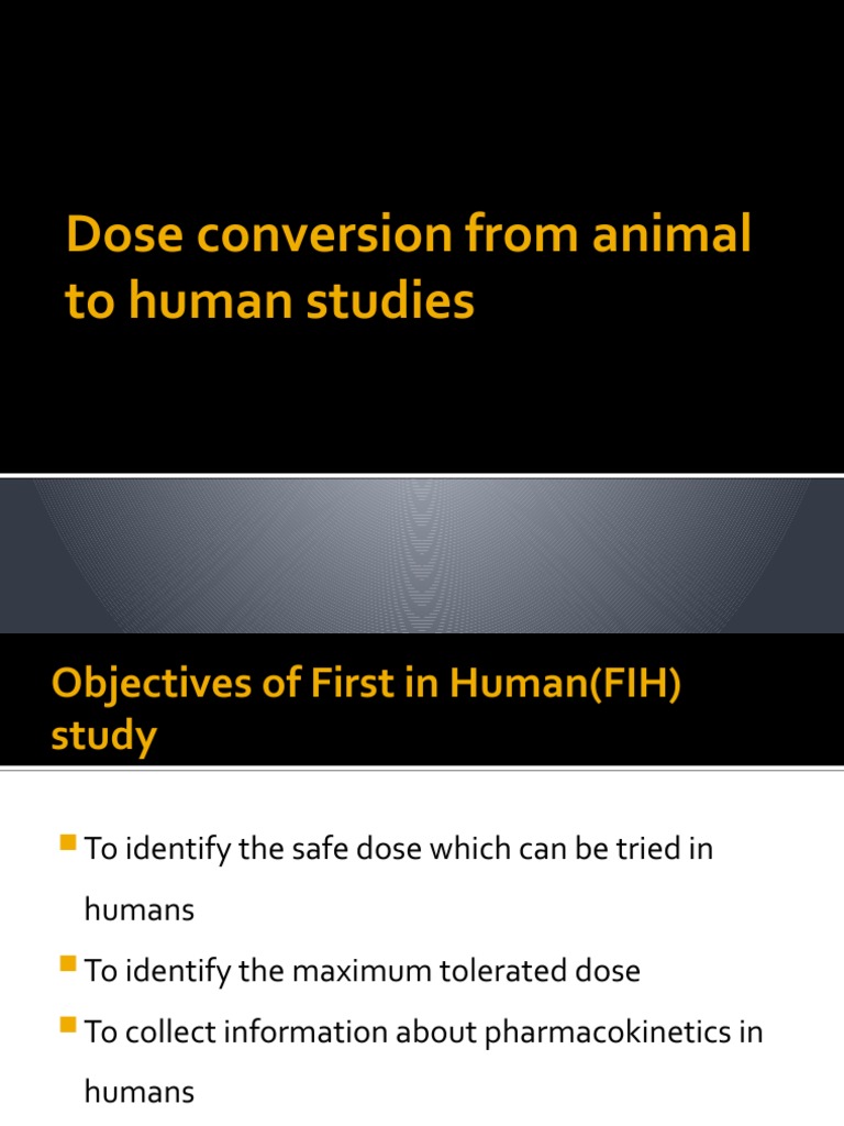 Dose Conversion From Animals To Humans | PDF | Dose (Biochemistry ...