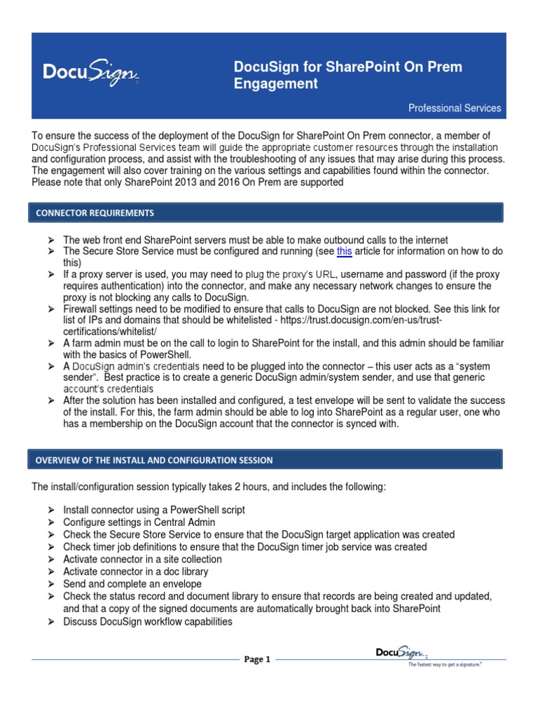 DocuSign for SharePoint On Prem Professional Services Engagement | PDF ...