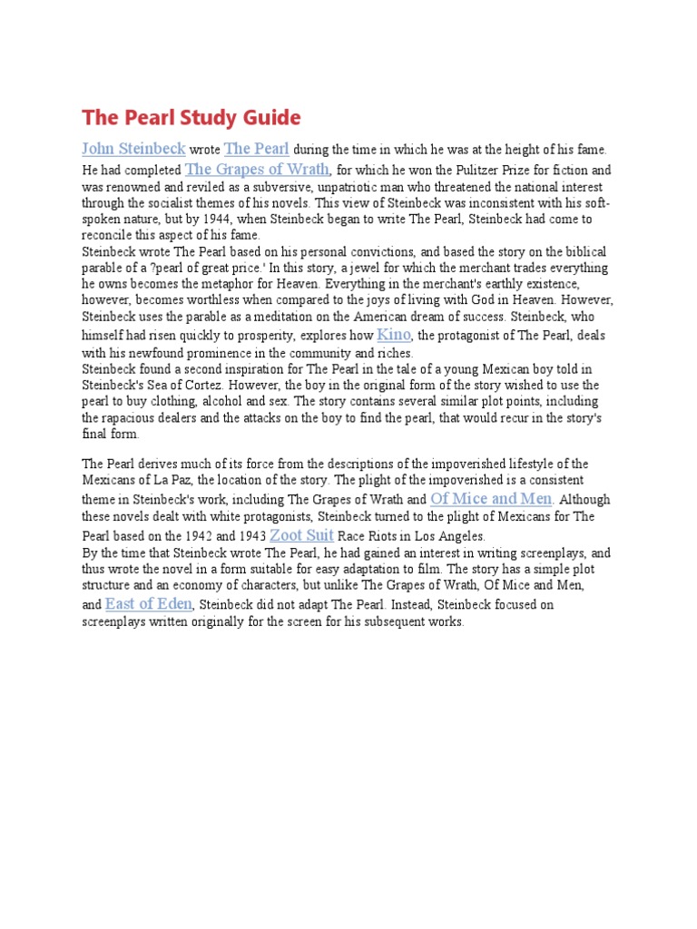 The Pearl Study Guide | PDF