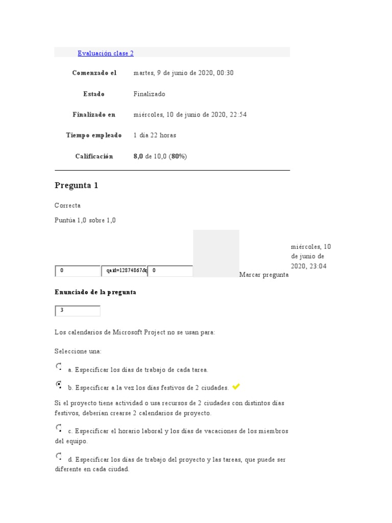 Evaluación Clase 1 Microsoft Proyect | PDF | Archivo de computadora | Gestión de proyectos