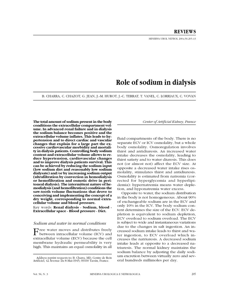 Role of Sodium in Dialysis: Reviews | PDF | Dialysis | Hypertension