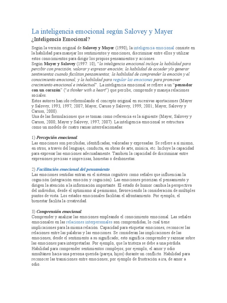 La Inteligencia Emocional Según Salovey Y Mayer Descargar Gratis Pdf