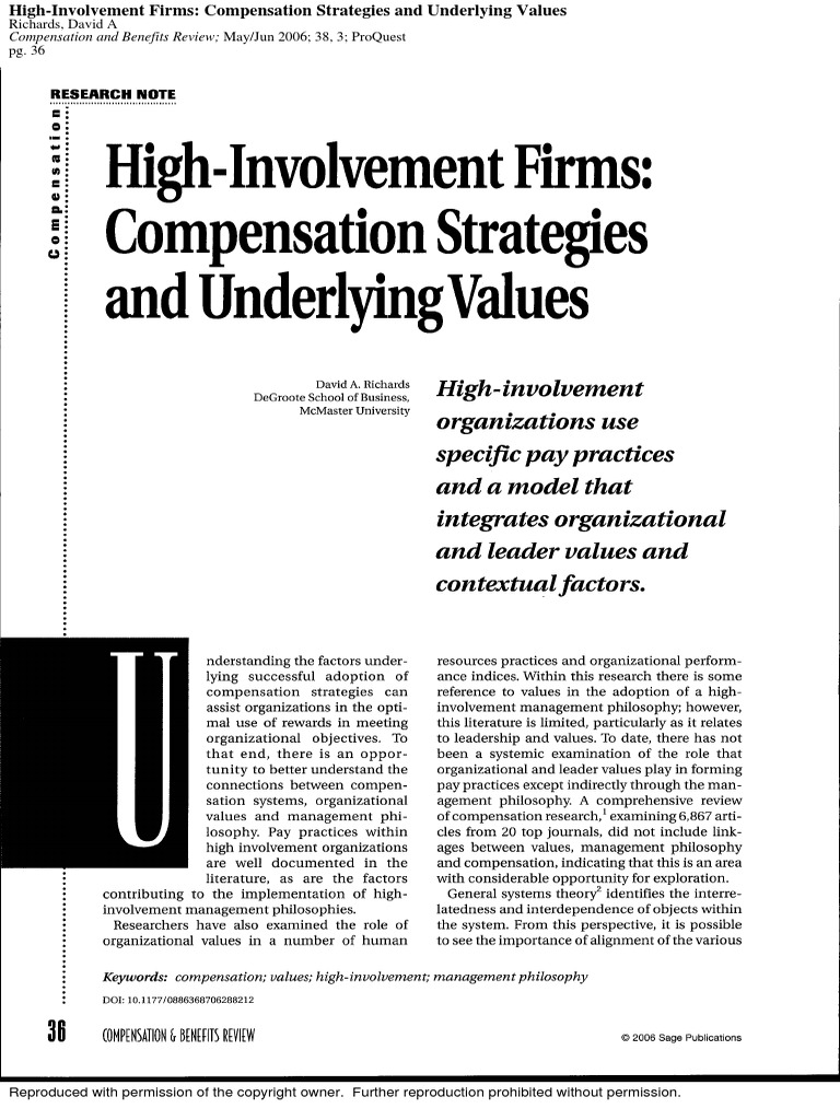 High-Involvement Firms Compen | PDF | Business | Finance & Money Management