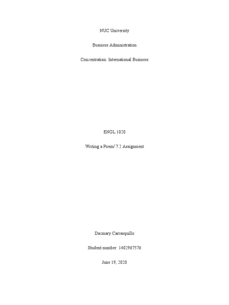 ENGL 1020 7.2 Assignment | PDF