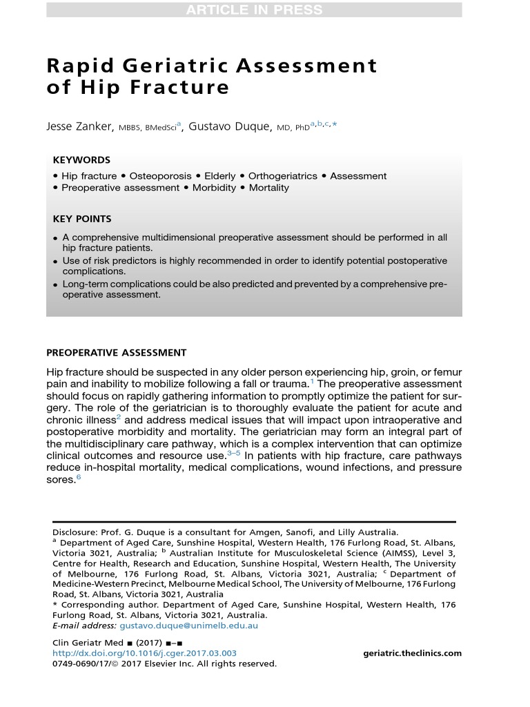 Rapid Geriatric Assessment of Hip Fracture | PDF | Medical Imaging ...