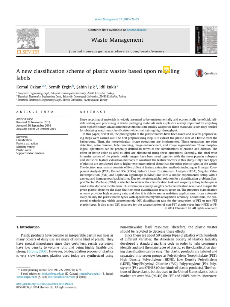 A New Classification Scheme of Plastic Wastes Based Upon Recycling ...