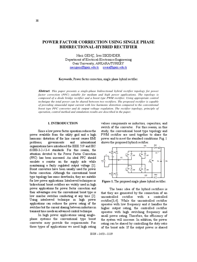 Power Factor Correction Using Single Phase | PDF | Rectifier ...