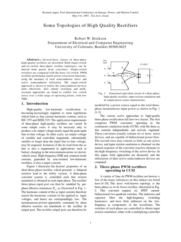 Some Topologies of High Quality Rectifiers | PDF | Rectifier | Power Electronics