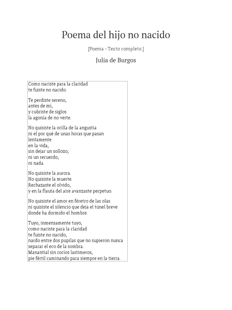 Julia de Burgos - Poema Del Hijo | PDF