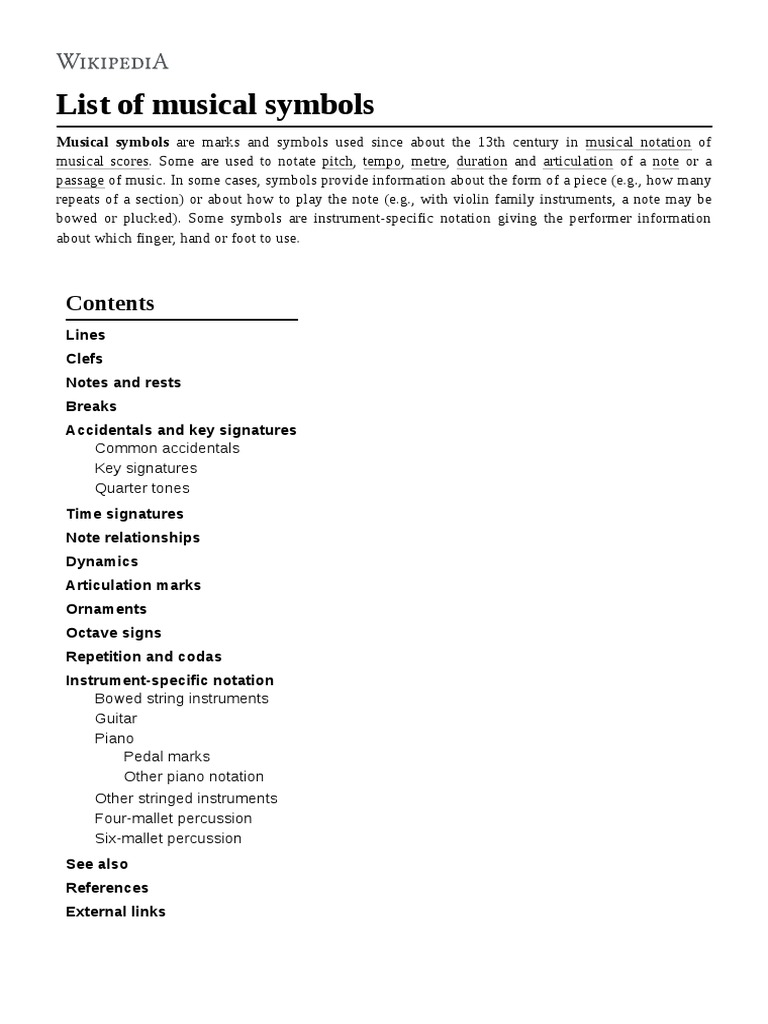 List of Musical Symbols | Download Free PDF | Clef | Elements Of Music