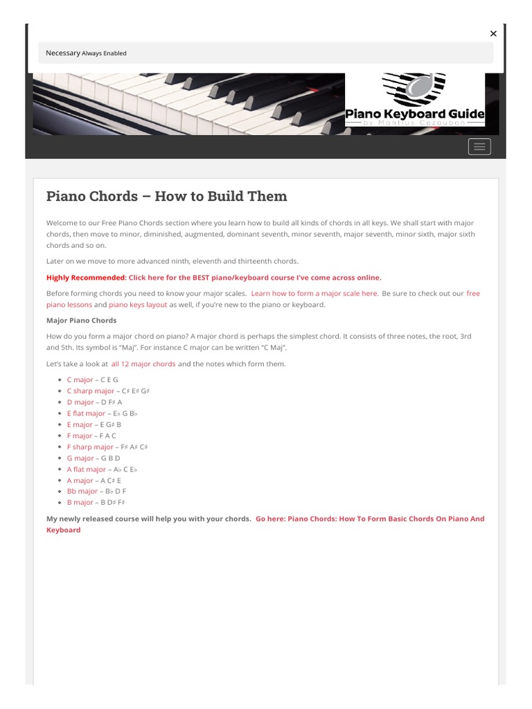 Piano Keyboard Chords PDF | PDF | Chord (Music) | Harmony