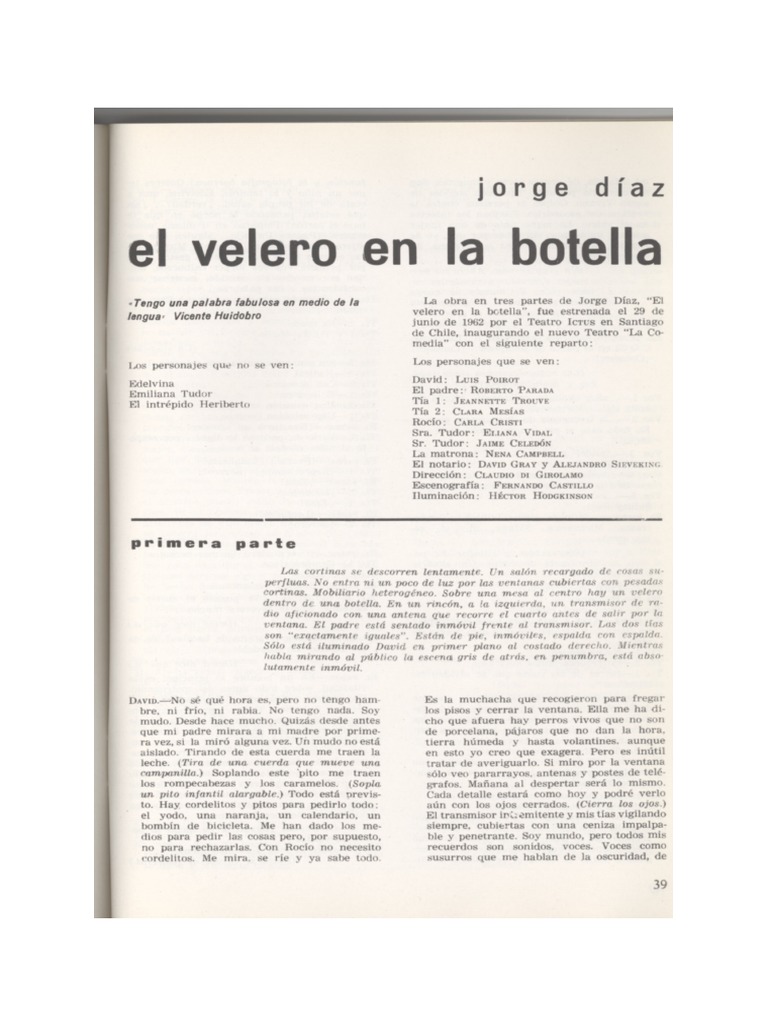 Monólogo Masculino El Velero en La Botella | PDF