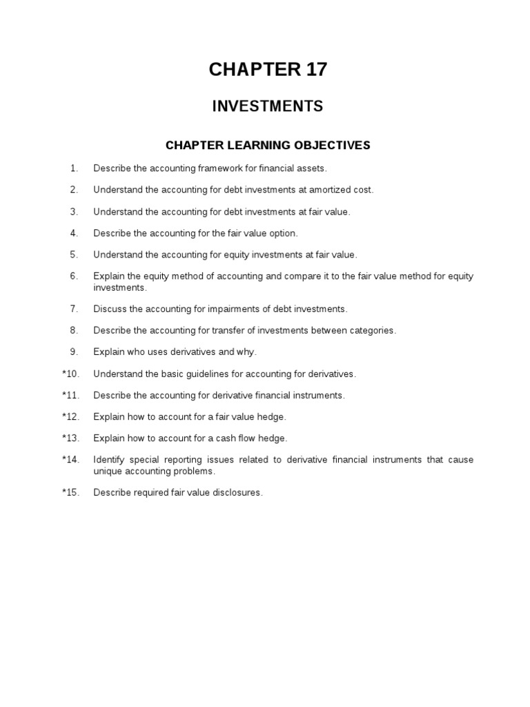 Investments: Chapter Learning Objectives | PDF | Historical Cost | Fair Value