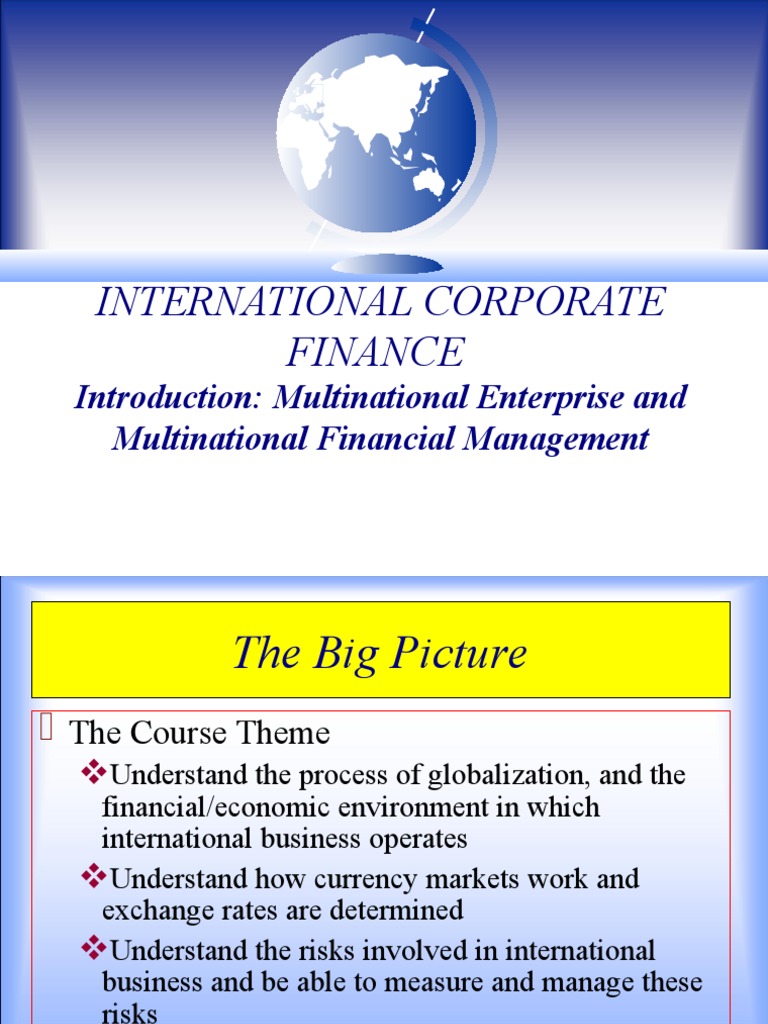 International Corporate Finance: Introduction: Multinational Enterprise ...