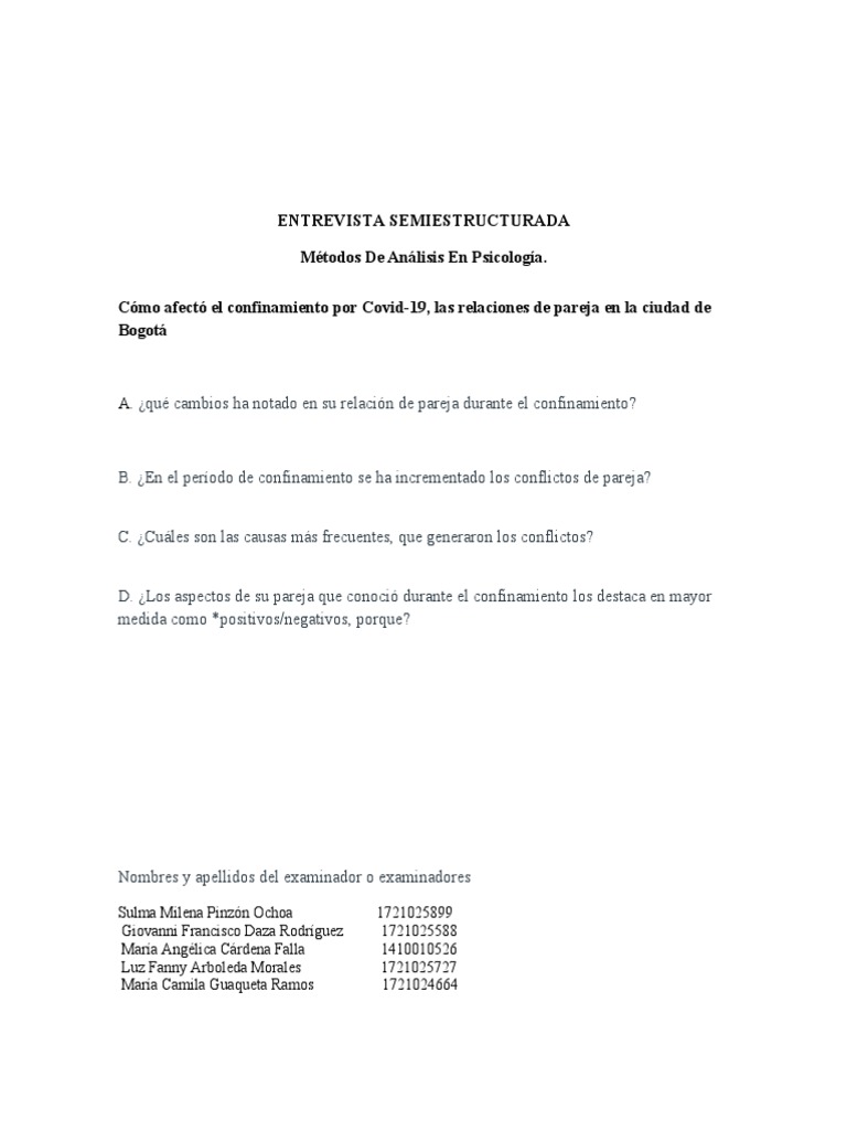 Entrevista Semiestructurada Metodos de Analisis en Psicologia | PDF