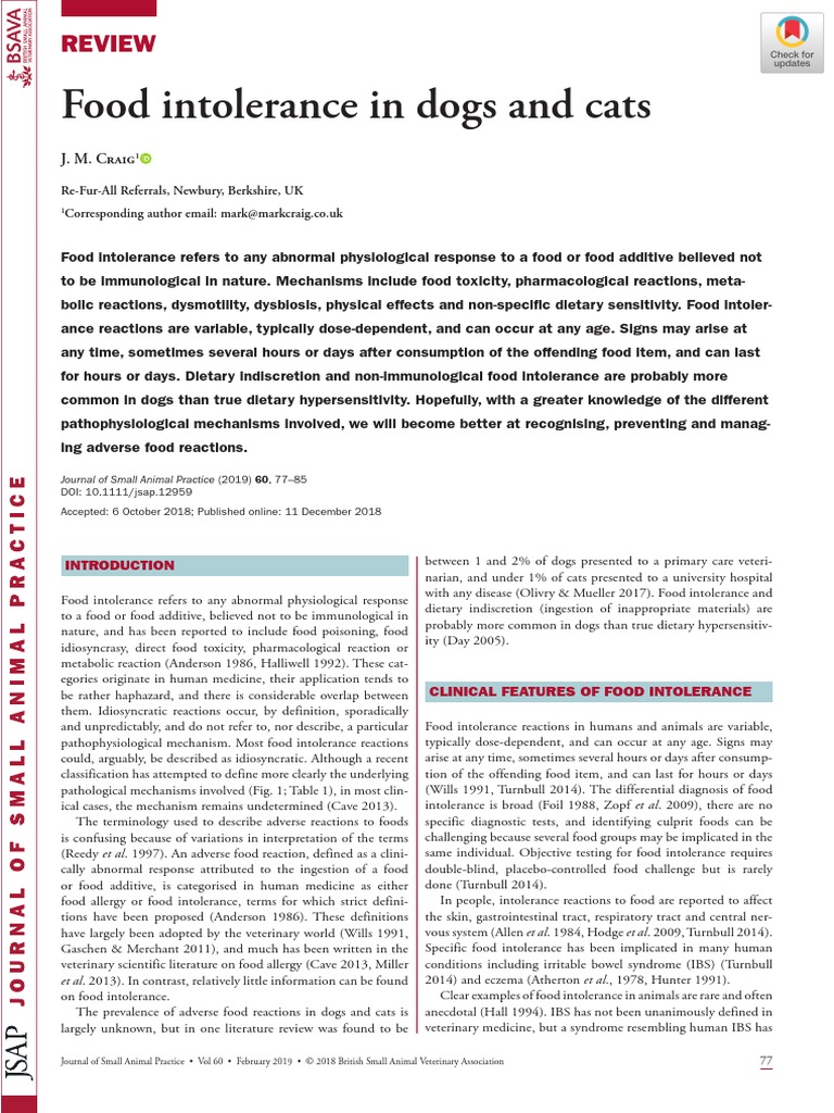 Food Intolerance in Dogs and Cats | PDF | Food Intolerance | Dietary Fiber
