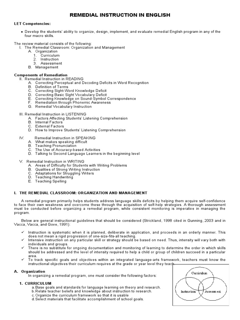 Remedial English Instruction | PDF | Educational Assessment | Reading ...