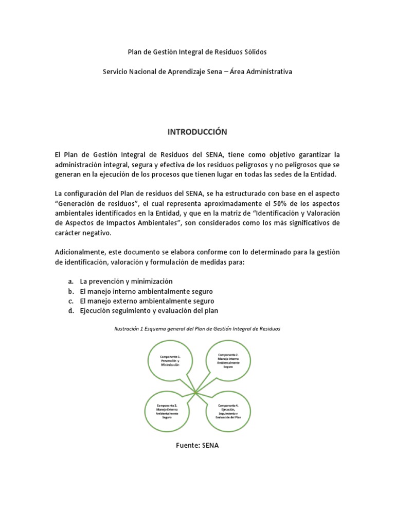 Trabajo Plan de Gestion Integral de Residuos Solidos - Pgirs Sena | PDF | Gestión de residuos ...
