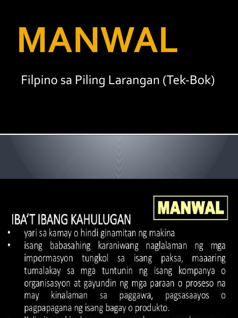 MANWAL-1 Tekbok | PDF