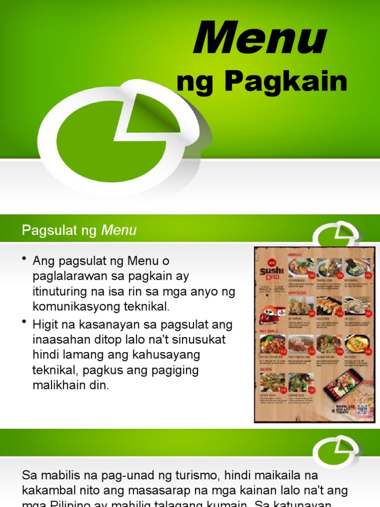 Menu NG Pagkain | PDF
