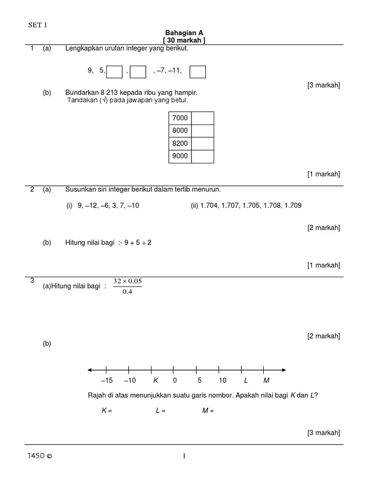 Set 1: Modul Matematik Mpak | PDF