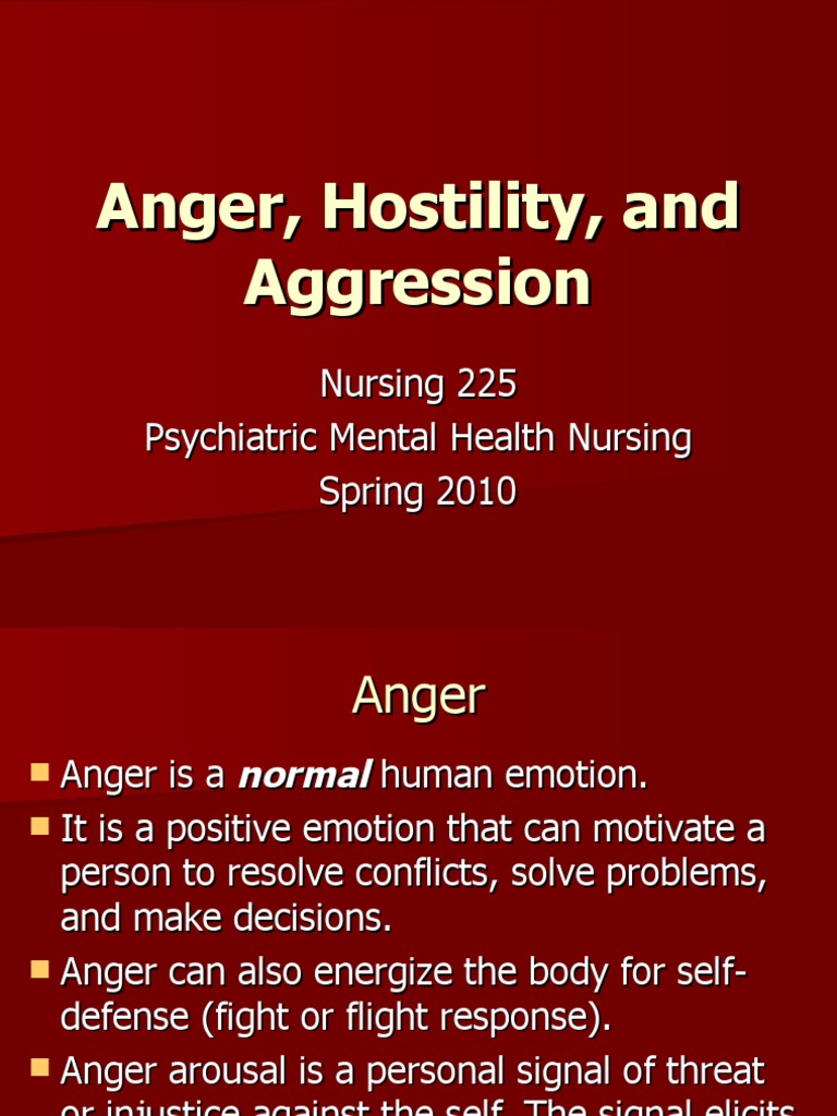 Anger, Hostility, And Aggression Lecture Version