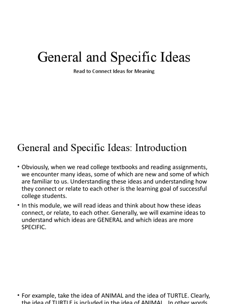 General and Specific Ideas Introduction | PDF | Concept | Mammals
