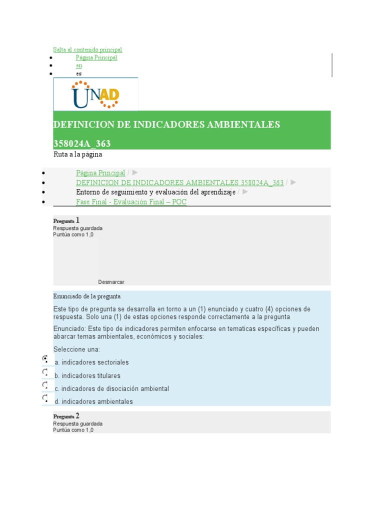 Evaluación de Indicadores Ambientales | PDF | Entorno natural | Planificación