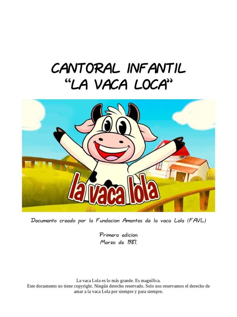 La Vaca Lola - Cantoral Infantil | PDF